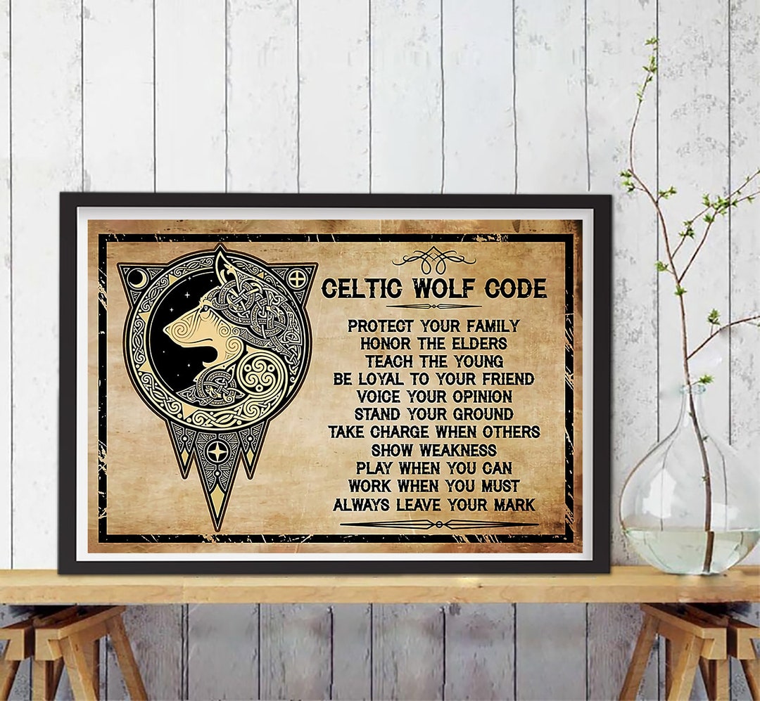 Celtic Wolf Code Protect Your Family Honor the Elders Teach Wall Art ...