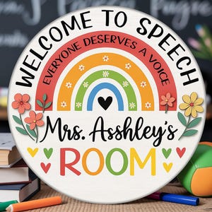 Personalized 3D Rainbow Teacher Door Sign, Speech Language Pathologist ...