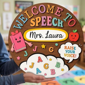 Custom Welcome to Speech Door Sign, Personalized Classroom Decor Sign ...