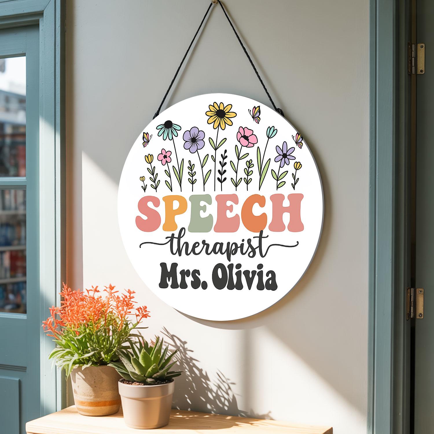 Speech Therapist Personalized Sign, Speech Pathologist Door Hanger ...