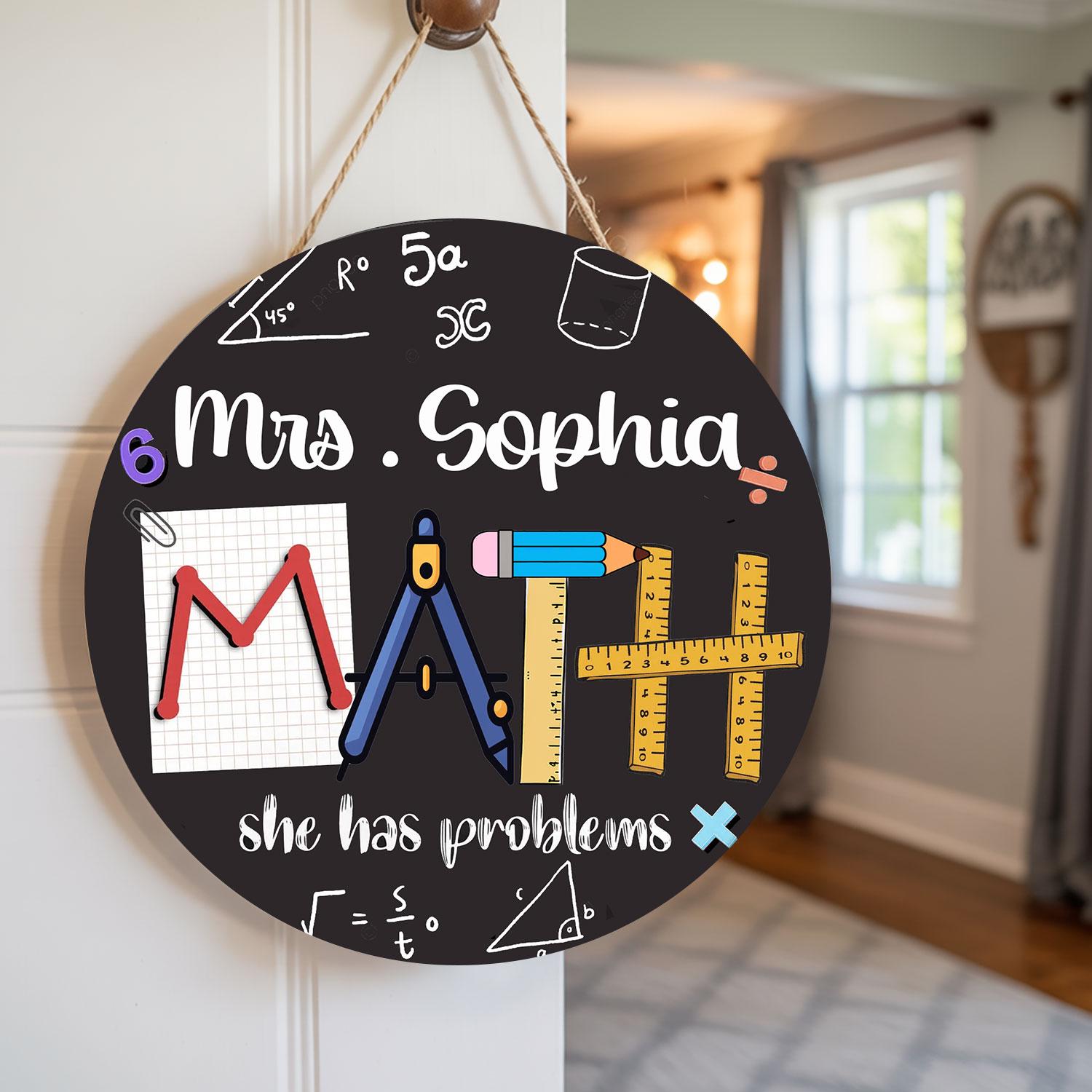 Custom Math Teacher Door Sign, Personalized Classroom Door Hanger, Back ...