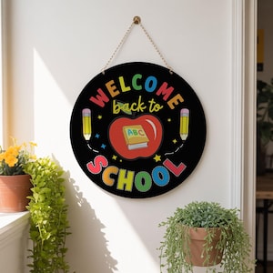 Welcome Sign for Classroom Door, Back to School Door Hanger, Colorful ...