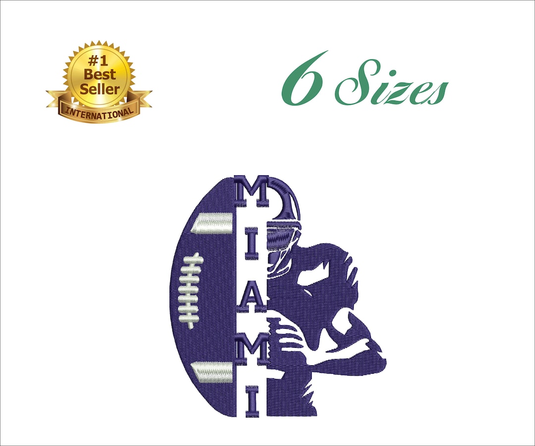 Miami Football Player Embroidery Design: 6 Sizes, Multiple Formats ...