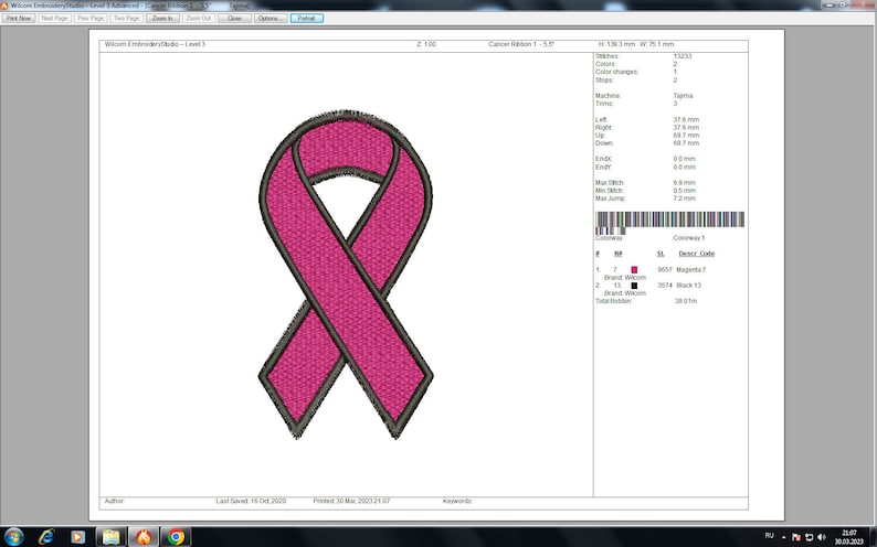 Cancer Ribbon Embroidery Design for Embroidery Machine. 5 Sizes. 6 ...