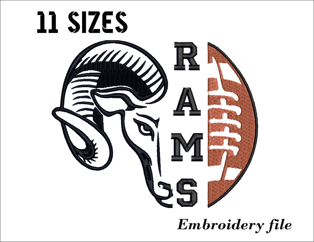Rams Head Football Embroidery Design for Embroidery Machine. 11 Sizes ...