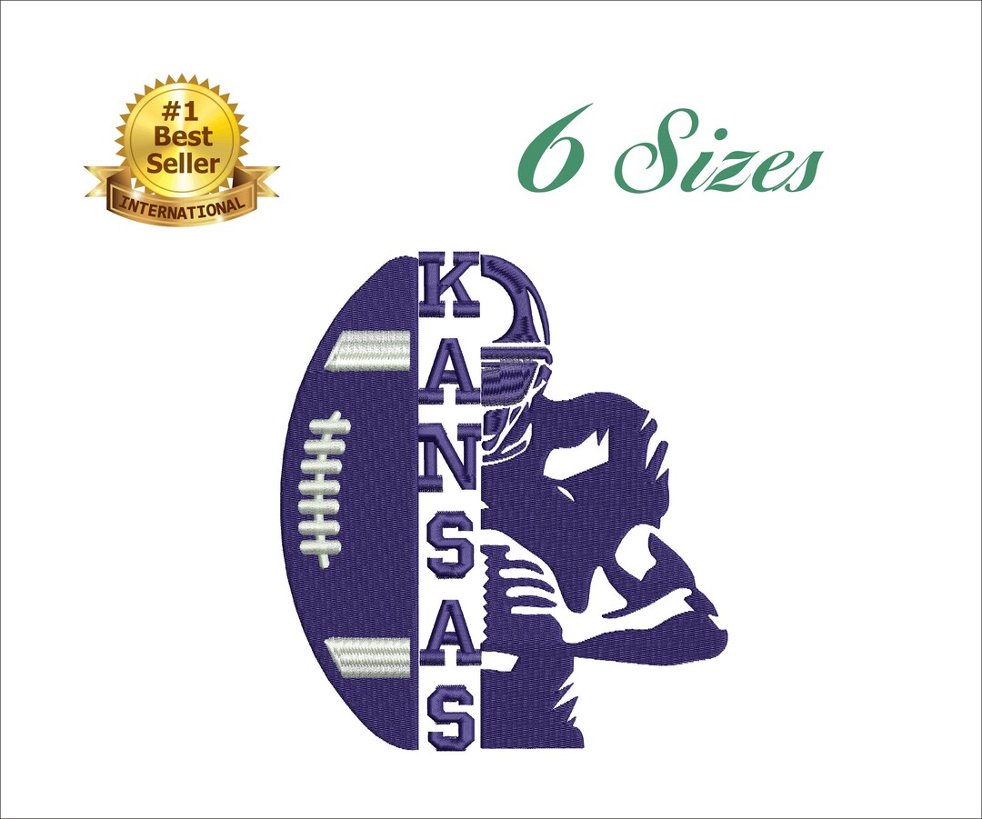 Kansas Football Player Embroidery Design: 6 Sizes, 6 Formats (instant ...