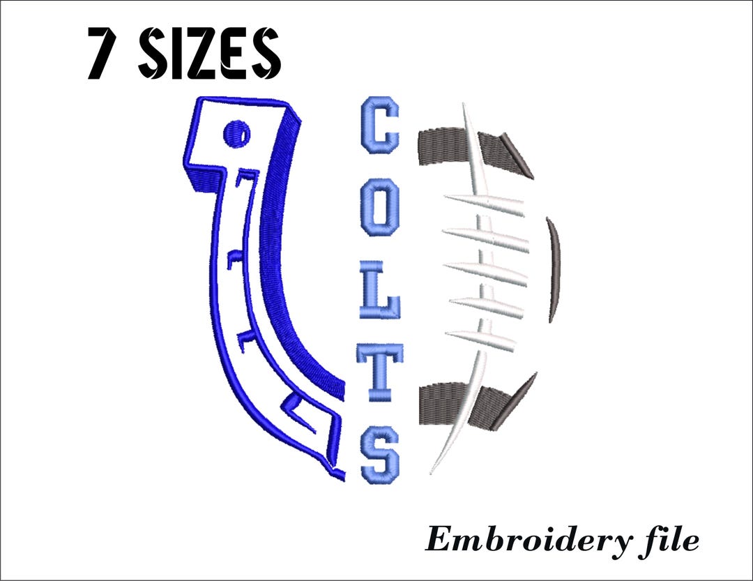 Colts Football Embroidery Design for Embroidery Machine. 7 Sizes. 6 ...