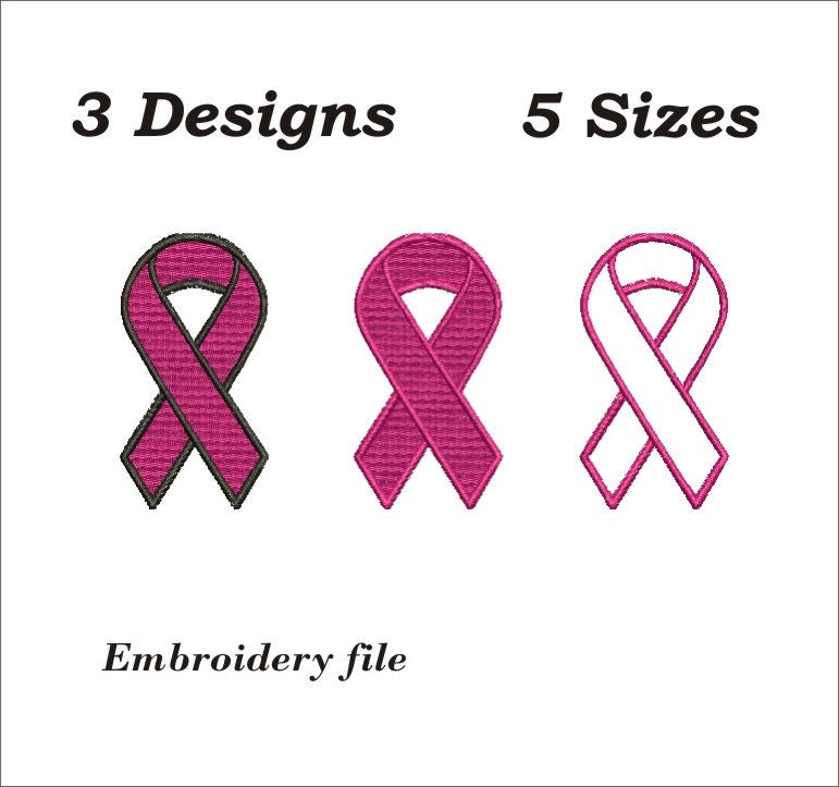 Cancer Ribbon Embroidery Design for Embroidery Machine. 5 Sizes. 6 ...