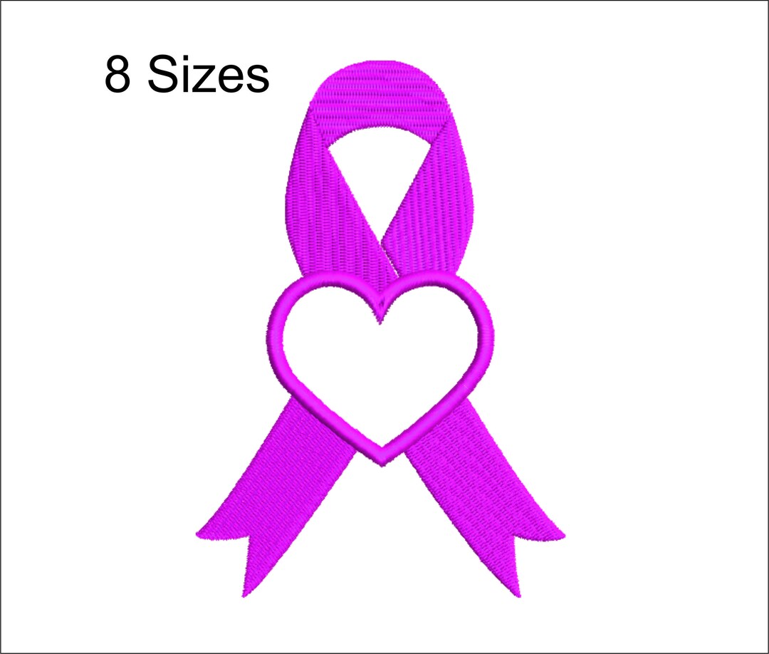 Cancer Ribbon Embroidery Design for Embroidery Machine. 8 Sizes. 7 ...