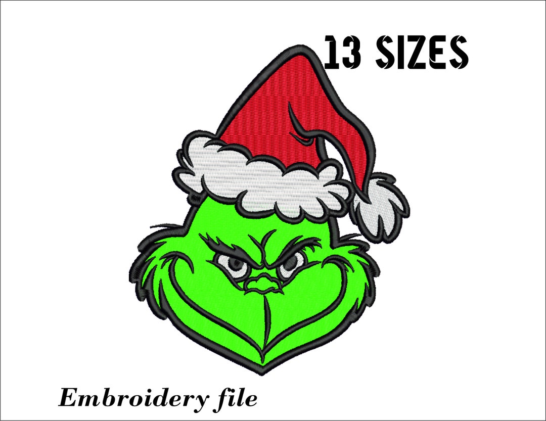 Grinch Face Embroidery Design for Embroidery Machine. 13 Sizes. 6 ...