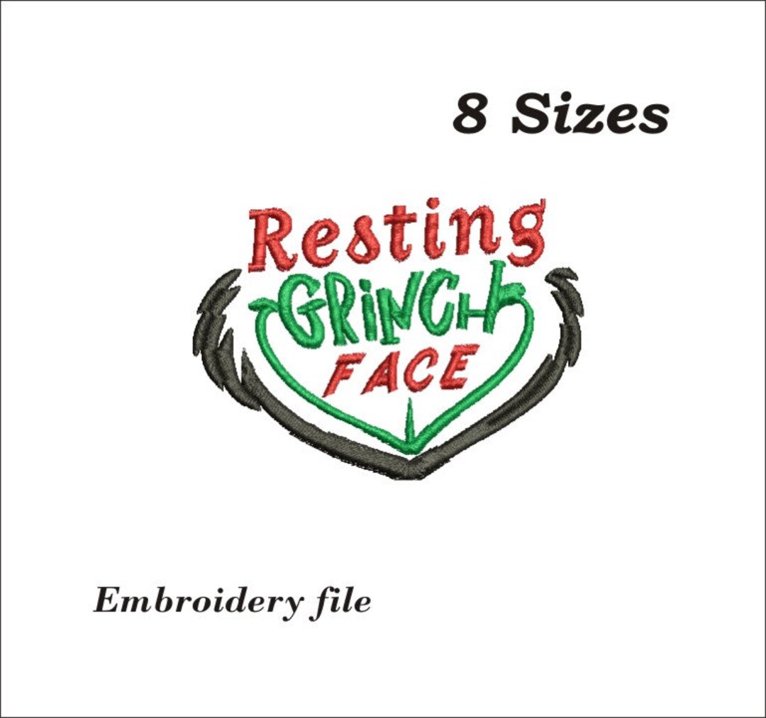 Grinch Face Embroidery Design for Embroidery Machine. 8 Sizes. 6 ...