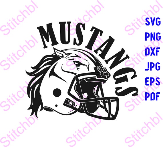 Mustang Head Football Logo