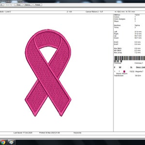 Cancer Ribbon Embroidery Design for Embroidery Machine. 5 Sizes. 6 ...