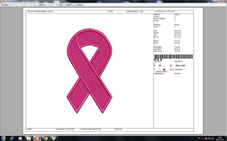 Cancer Ribbon Embroidery Design for Embroidery Machine. 5 Sizes. 6 ...