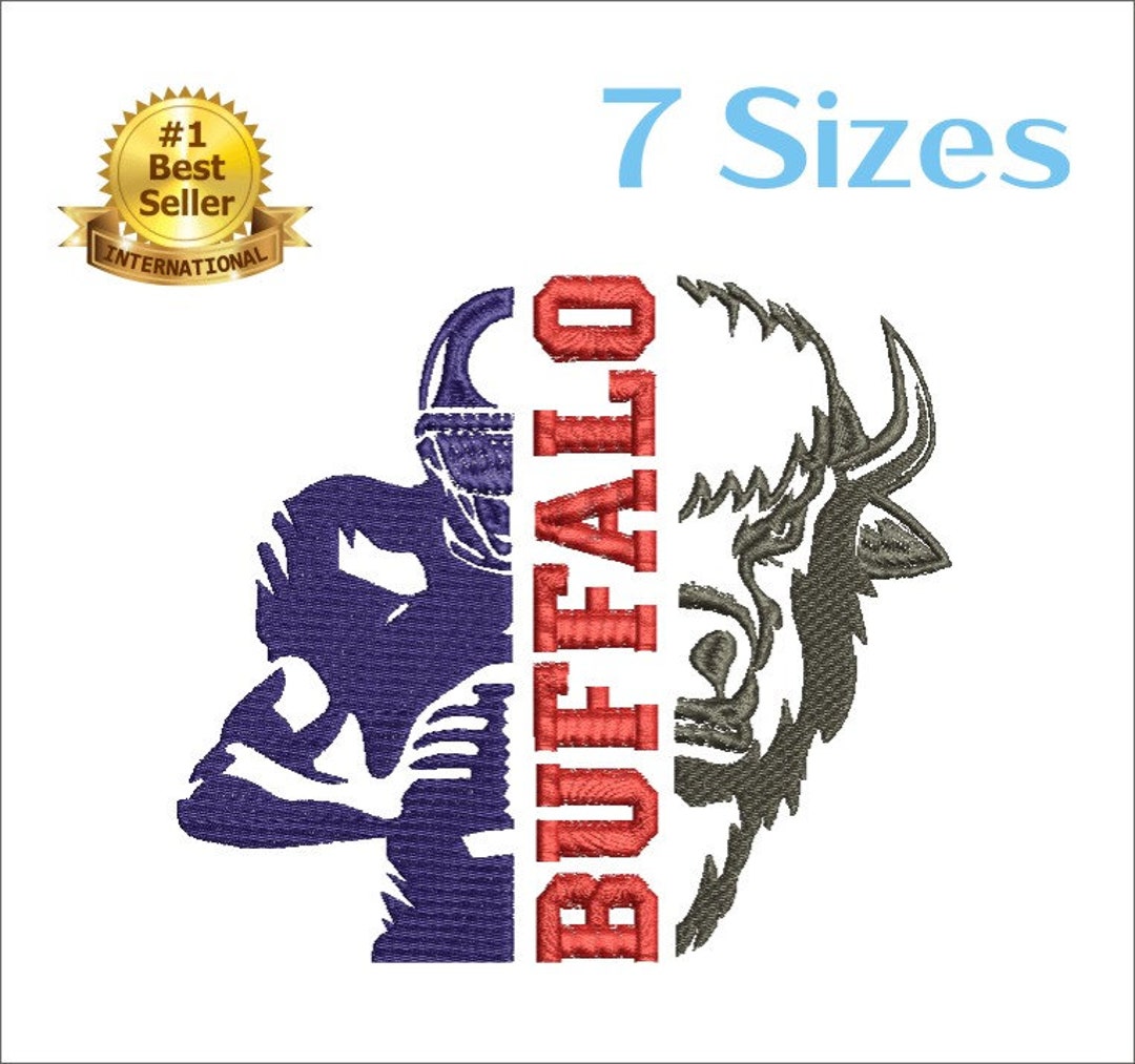 Buffalo Head Football Embroidery Design for Embroidery Machine. 7 Sizes ...