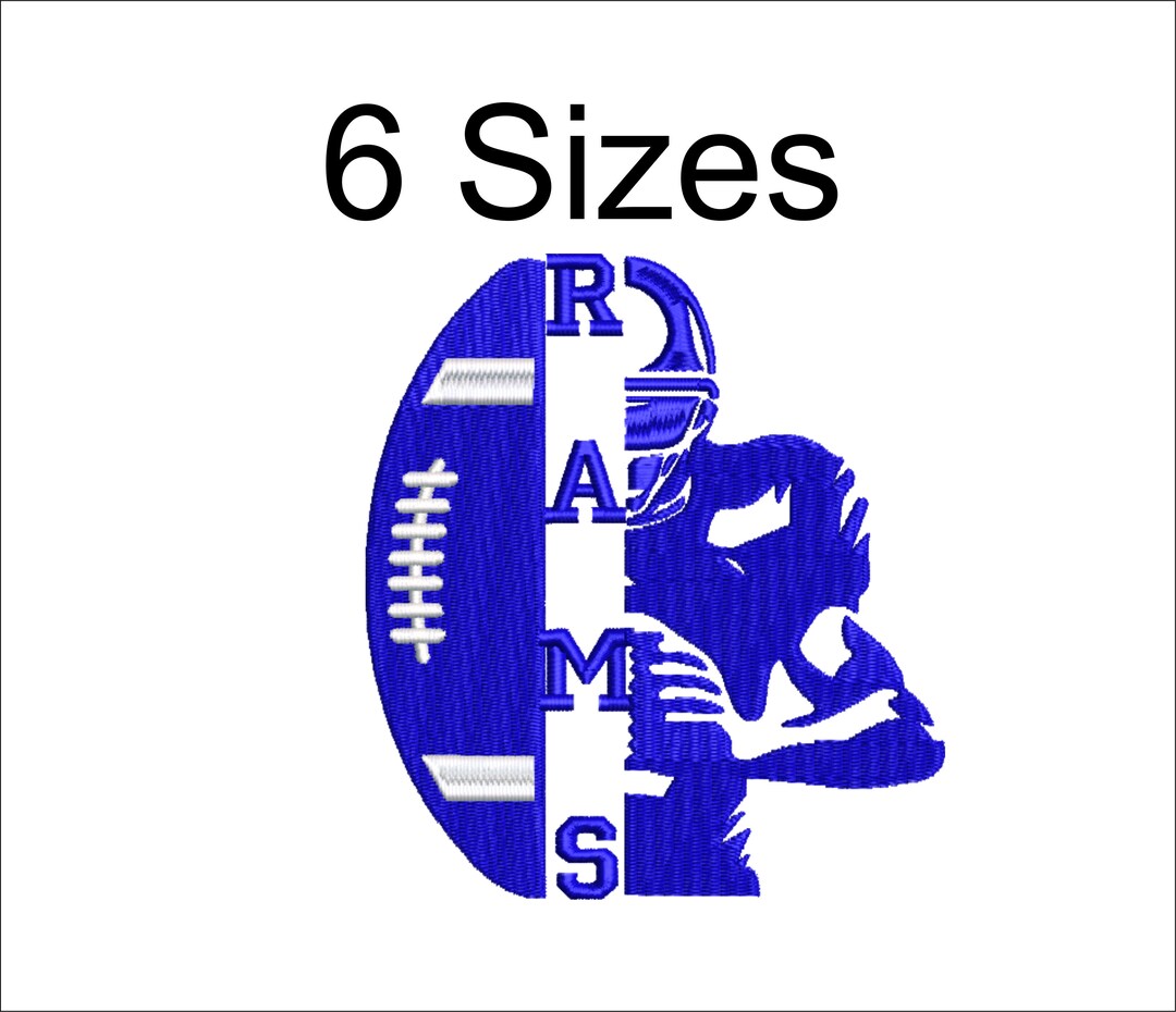 Rams Football Embroidery Design for Embroidery Machine. 6 Sizes. 6 ...