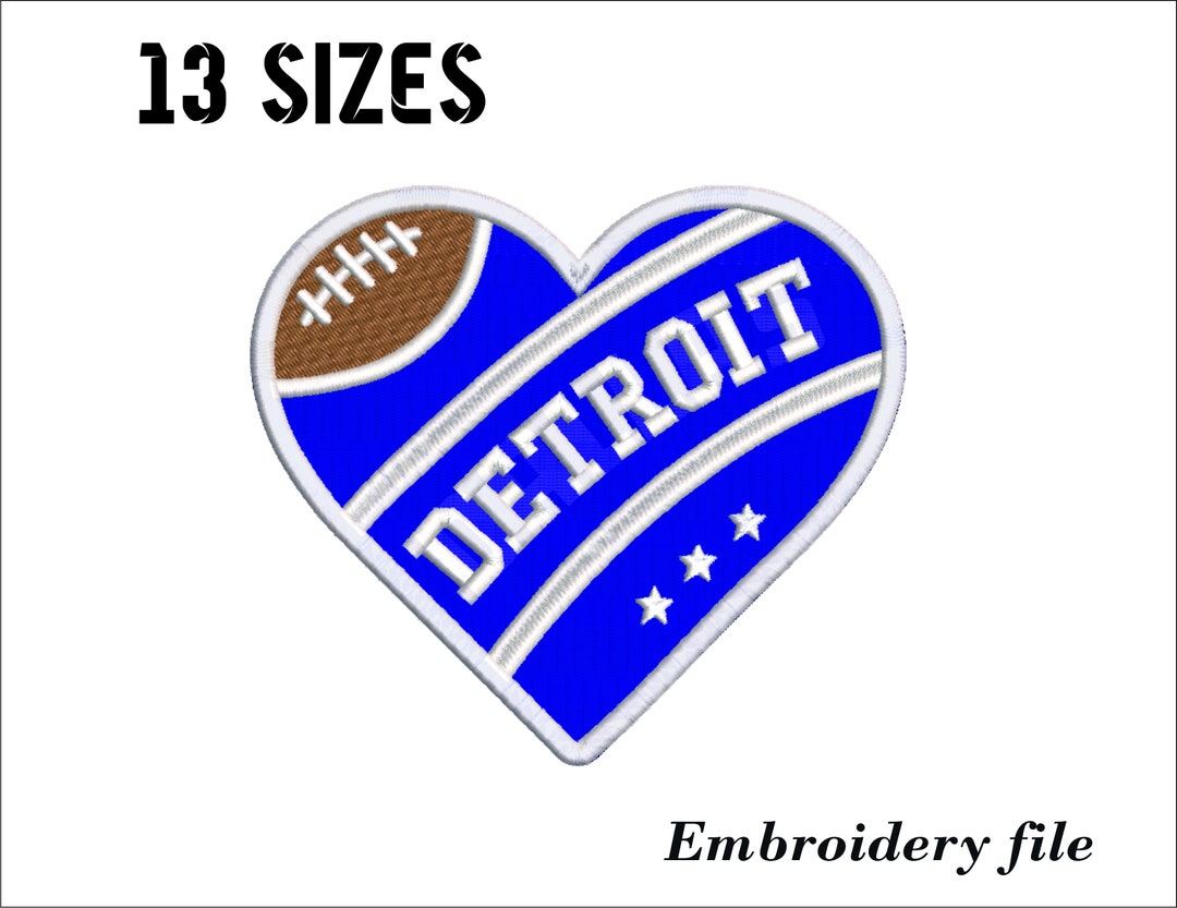 Detroit Heart Football Embroidery Design for Embroidery Machine. 13 ...