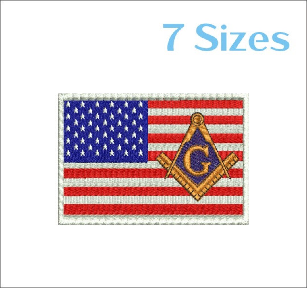 Masonic Compass, USA Flag Embroidery Design for Embroidery Machine. 7 ...