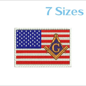 Masonic Compass, USA Flag Embroidery Design for Embroidery Machine. 7 ...