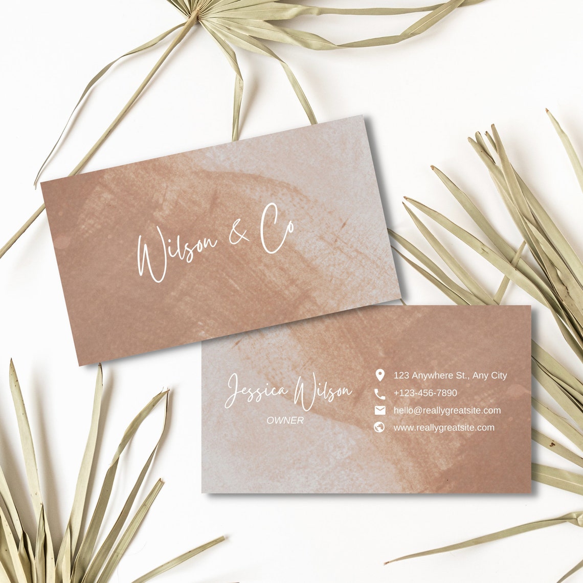 Editable Business Card , Beige Tan Business Card Template, DIY Business ...