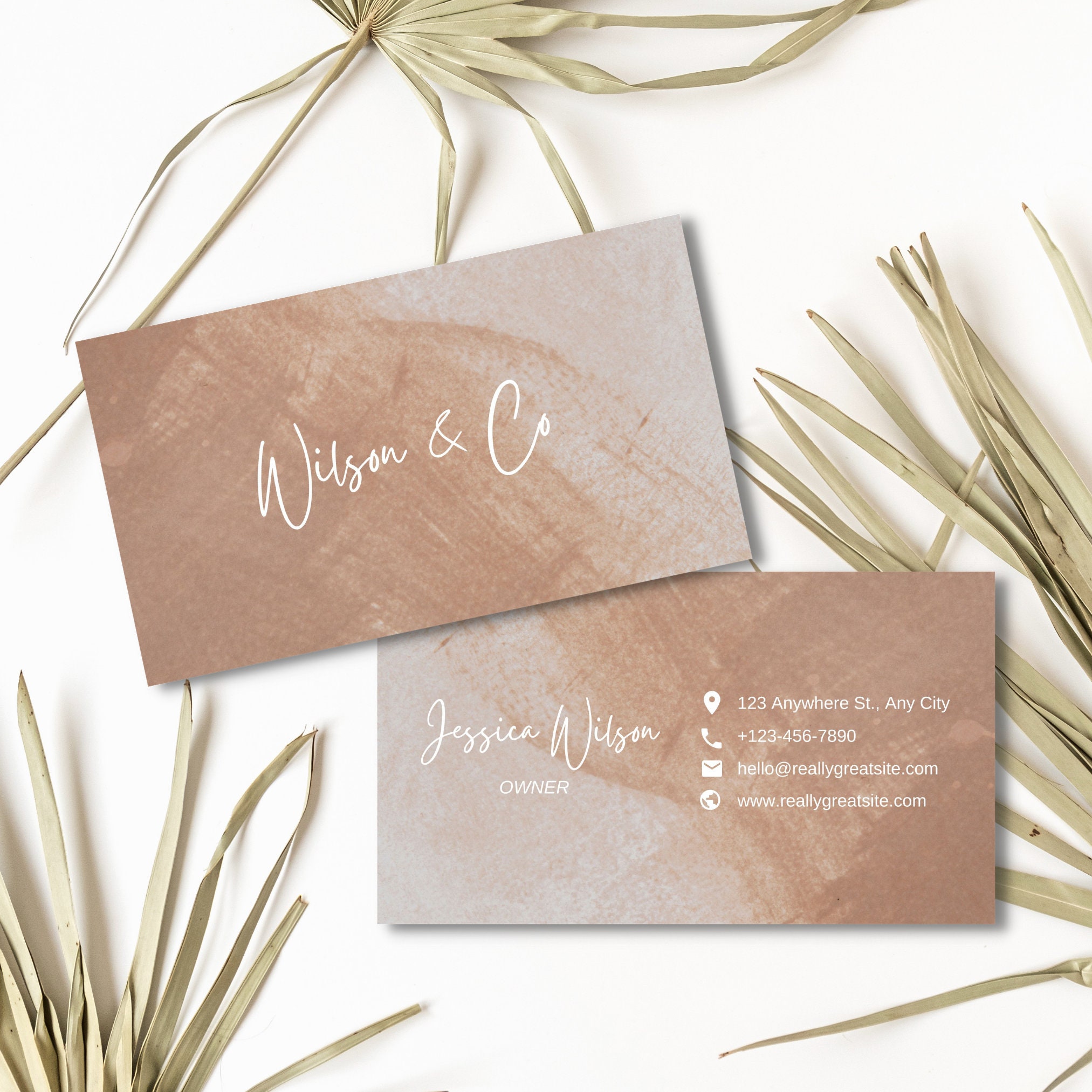 Editable Business Card , Beige Tan Business Card Template, DIY Business ...