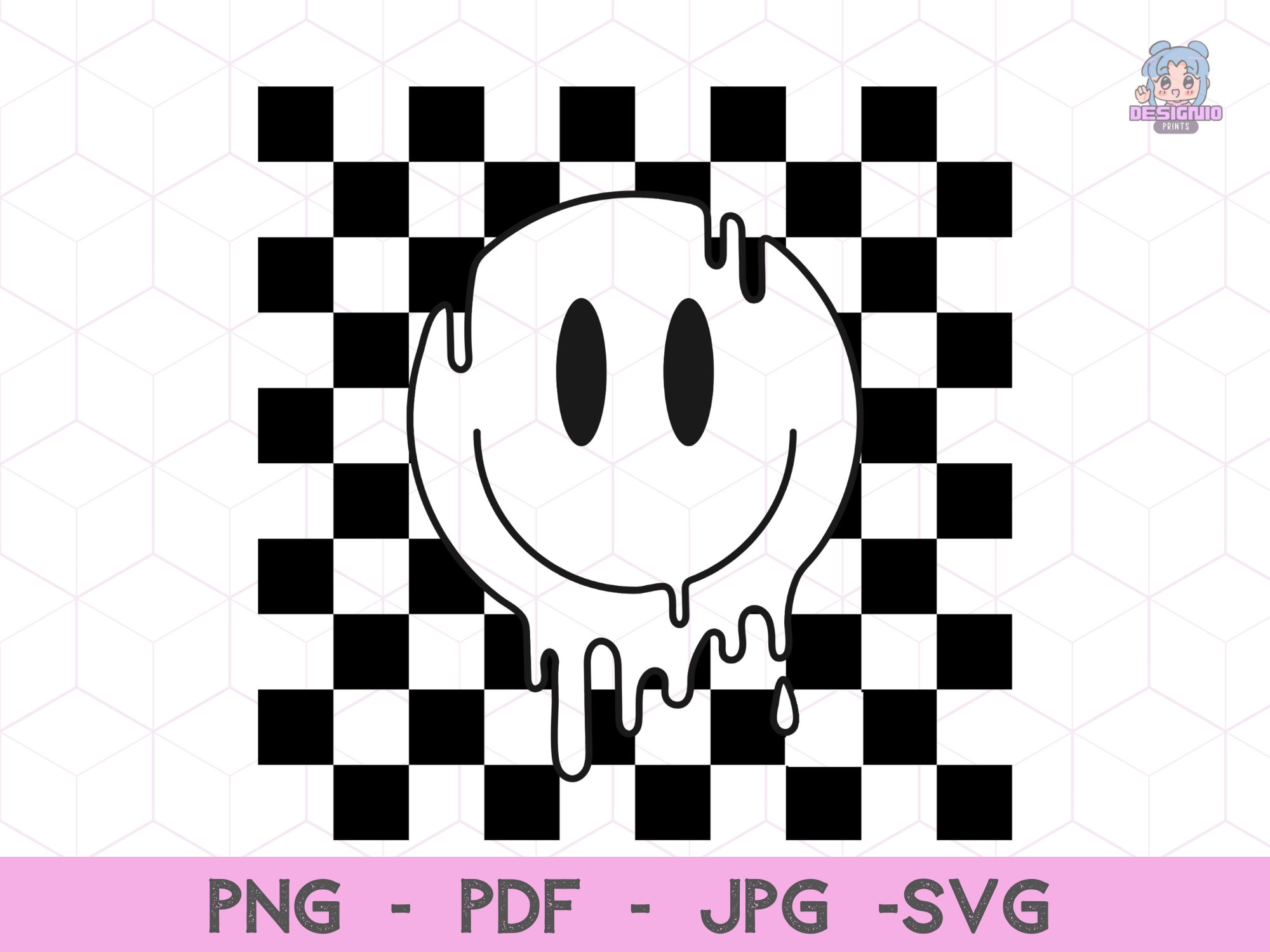 Checkered Smiley Face Svg Checkered Pattern Svg Smile Face - Etsy