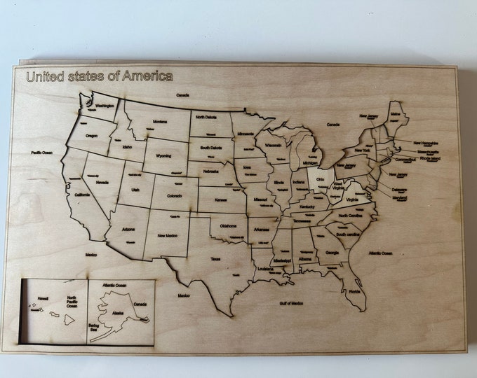 Laser-cut Puzzle Map of the USA With States and Capitals! - Etsy