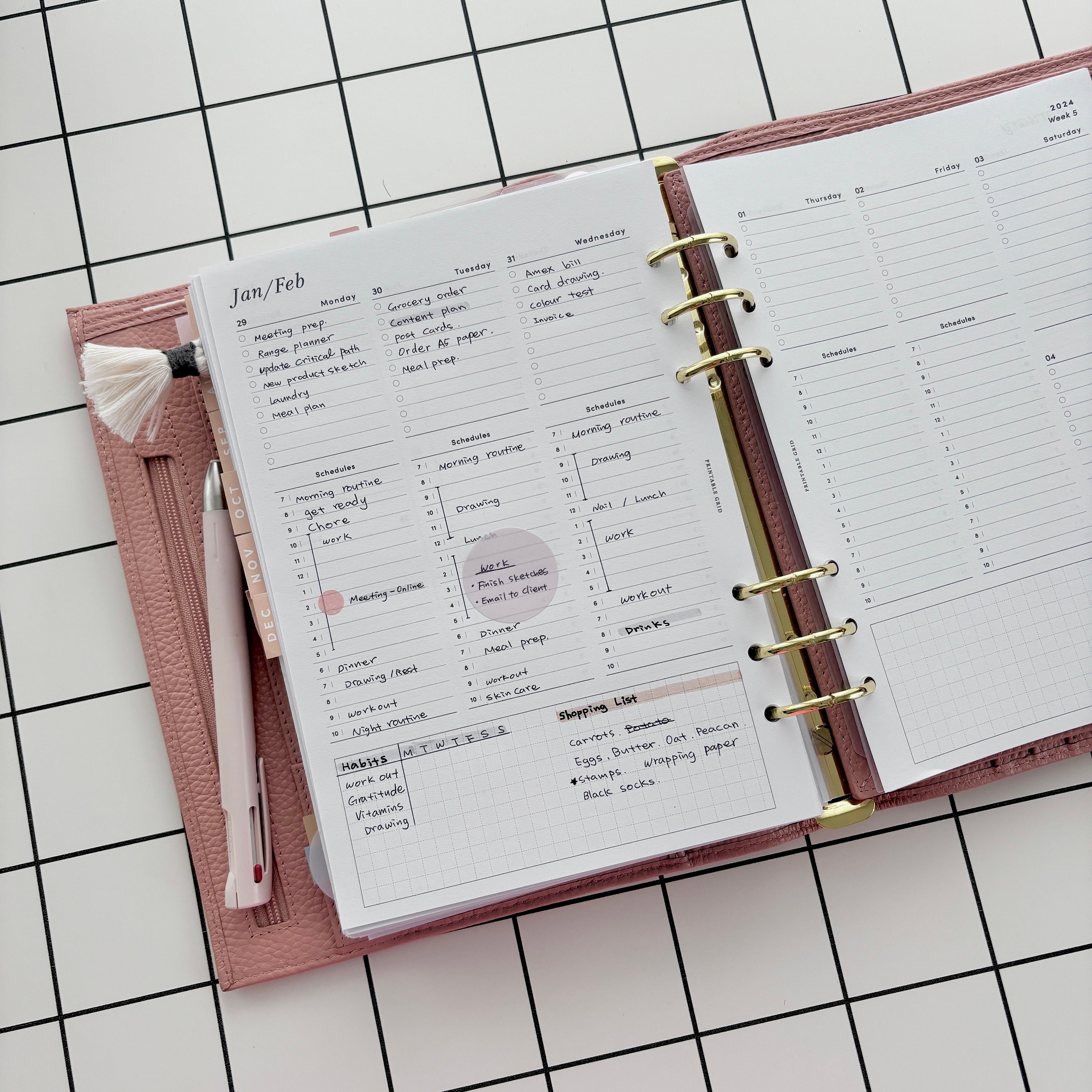 Printable 2024 Dated Weekly Planner Insert for A5 Planner - Etsy