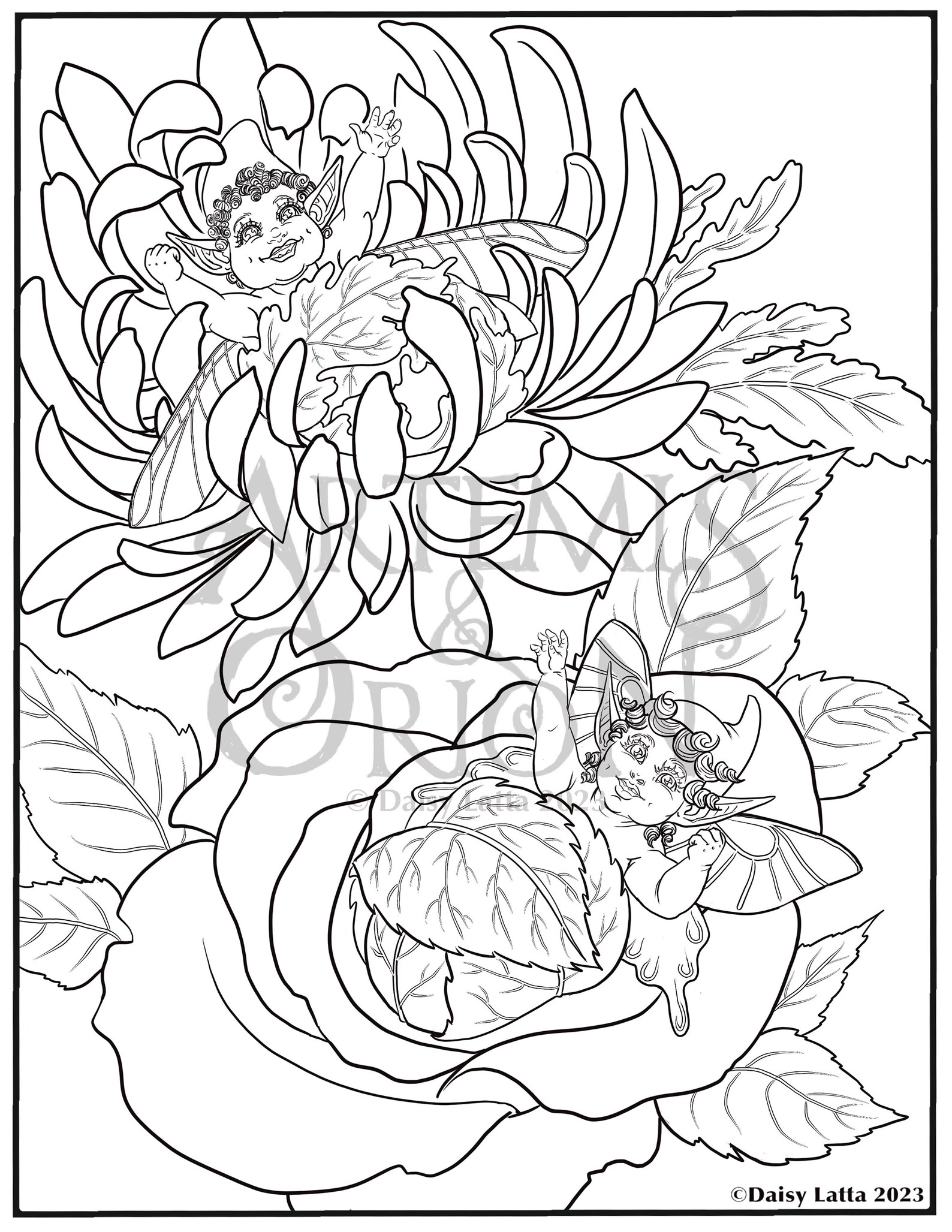 Fantasy Coloring Page Fairy Tale Illustration "flower Buds" - Etsy