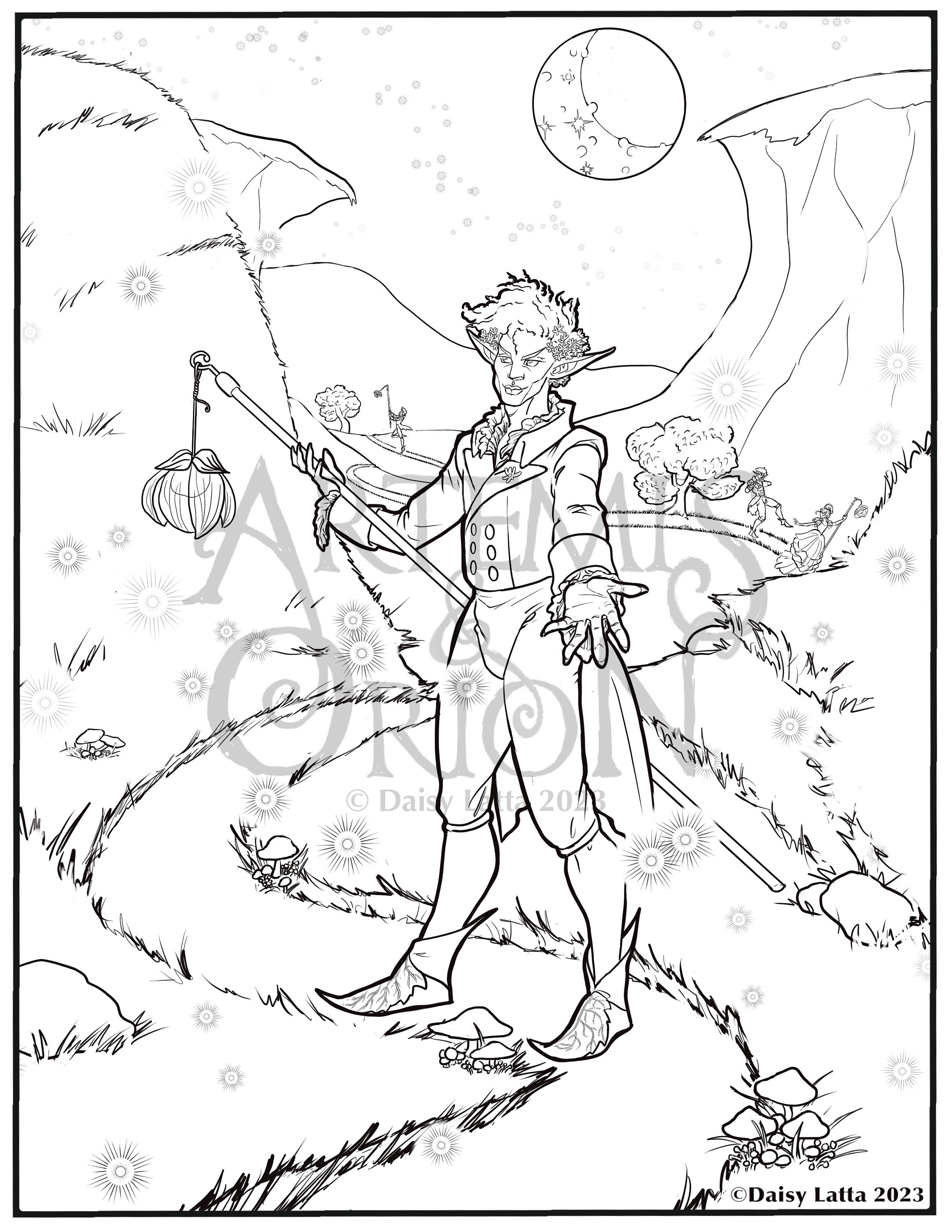 Fantasy Coloring Page Fairy Tale Illustration "come to the Fairy Glen ...