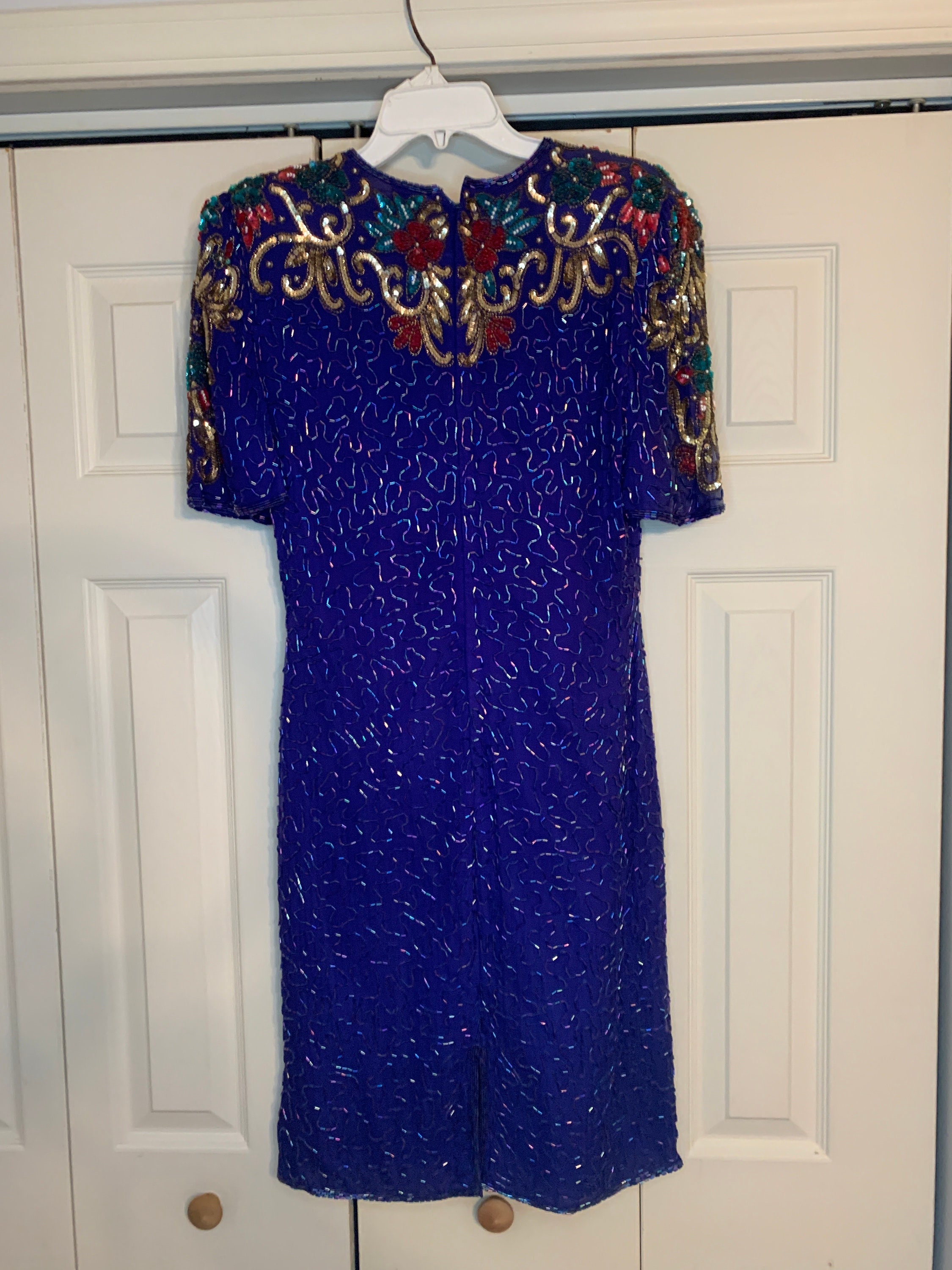 Vintage Scala 1980s Blue Beaded Dress - Etsy