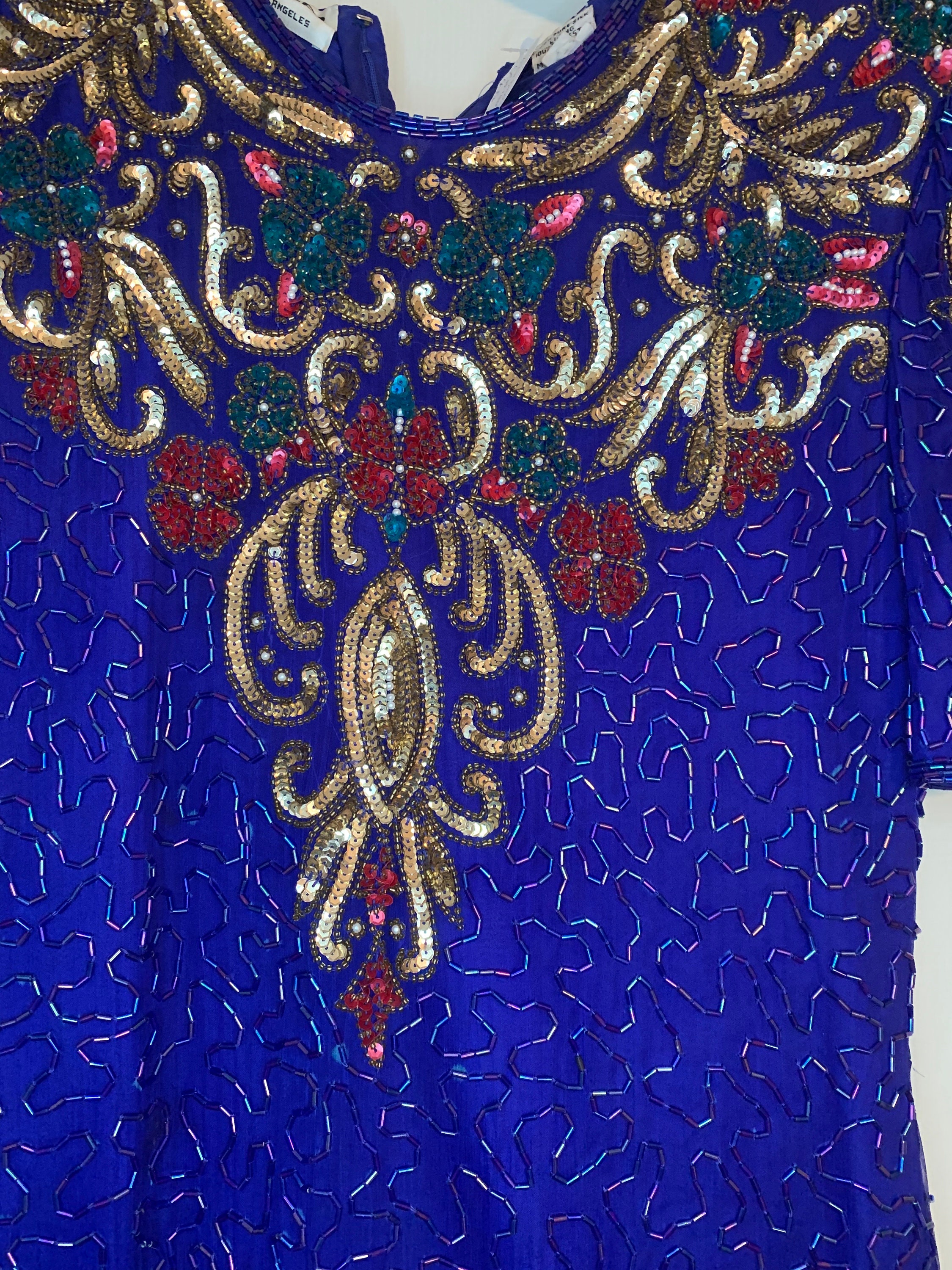 Vintage Scala 1980s Blue Beaded Dress - Etsy