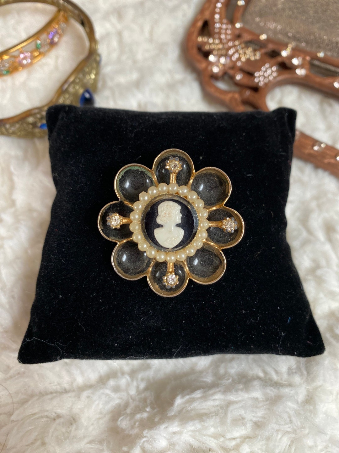 Vintage Coro Cameo Pin - Etsy