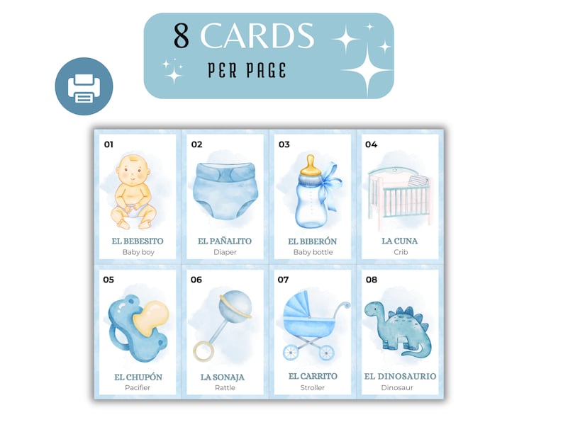 Boy Baby Shower Loteria- Baby Bingo, Boy, Blue, Baby Shower, 100 Boards ...