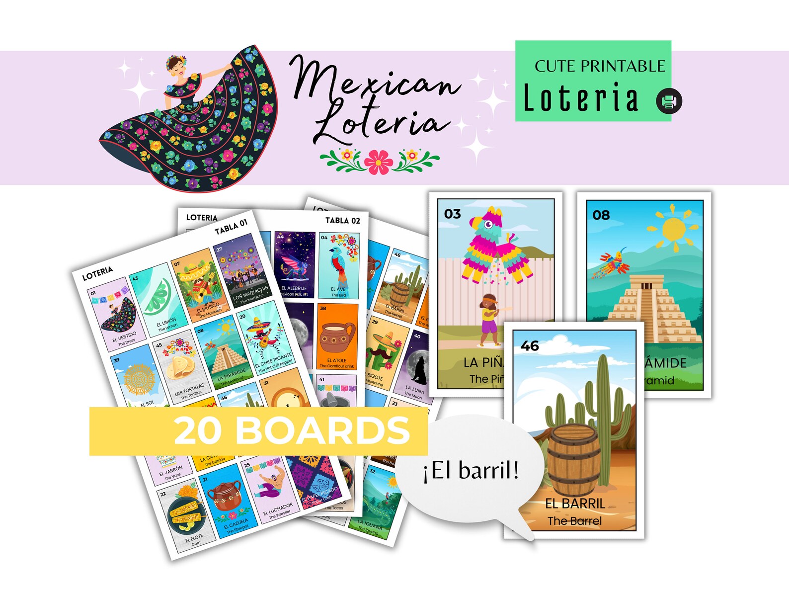 Mexican Loteria-friendly, Mexican Bingo, Celebrate, Party Games ...
