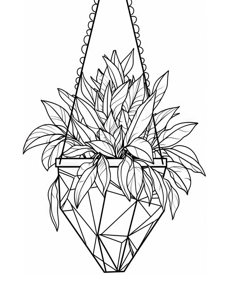 Hanging Plants Coloring Book I Printable Plants Coloring Pages I Adult ...