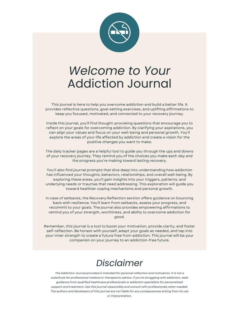 Ultimate Overcoming Addiction Journal I Printable Planner I Guided ...