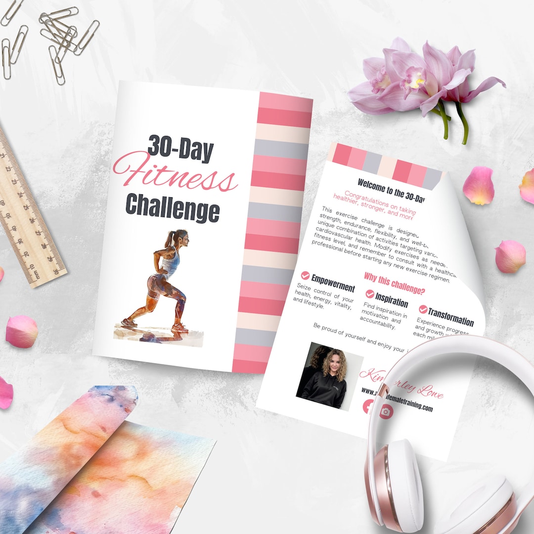 30 Day Fitness Challenge I Printable PDF Workout Plan I Lose Belly Fat ...