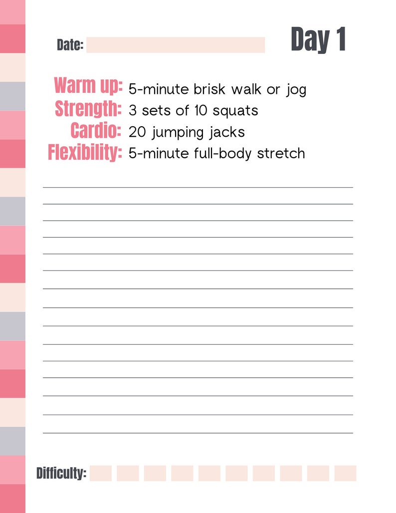 30 Day Fitness Challenge I Printable PDF Workout Plan I Lose Belly Fat ...