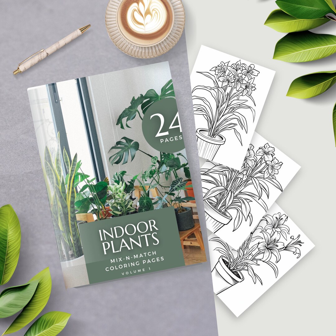 Indoor Plants Coloring Book I Printable Plants Coloring Pages I Adult ...