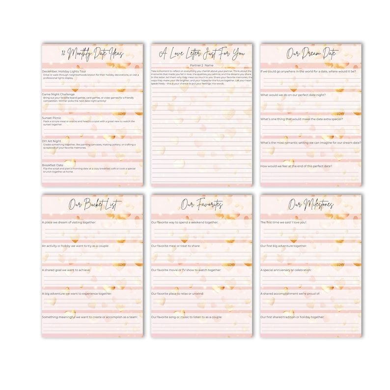 Valentine’s Couple Journal – Romantic Relationship Workbook PDF ...