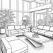 Interior Rooms Adult Coloring Pages, Printable Coloring Pages, Interior ...