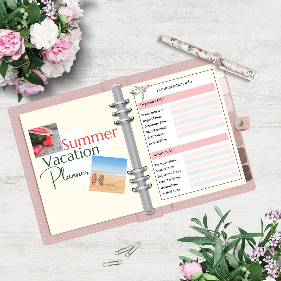Summer Vacation Planner, Digital Planner, Printable Vacation Planner ...