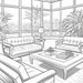Interior Rooms Adult Coloring Pages, Printable Coloring Pages, Interior ...