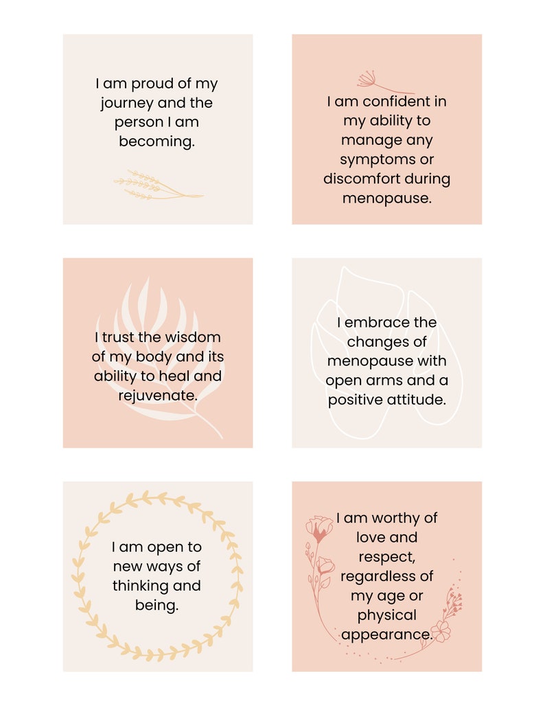 Menopause Affirmation Cards I Printable Affirmation Cards I Menopause ...