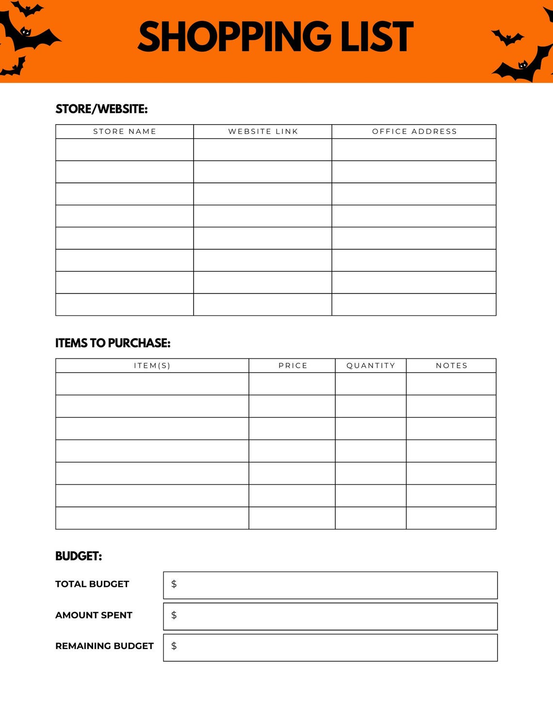 Halloween Costume Planner I Printable Costume Planner I Halloween ...