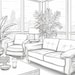 Interior Rooms Adult Coloring Pages, Printable Coloring Pages, Interior ...