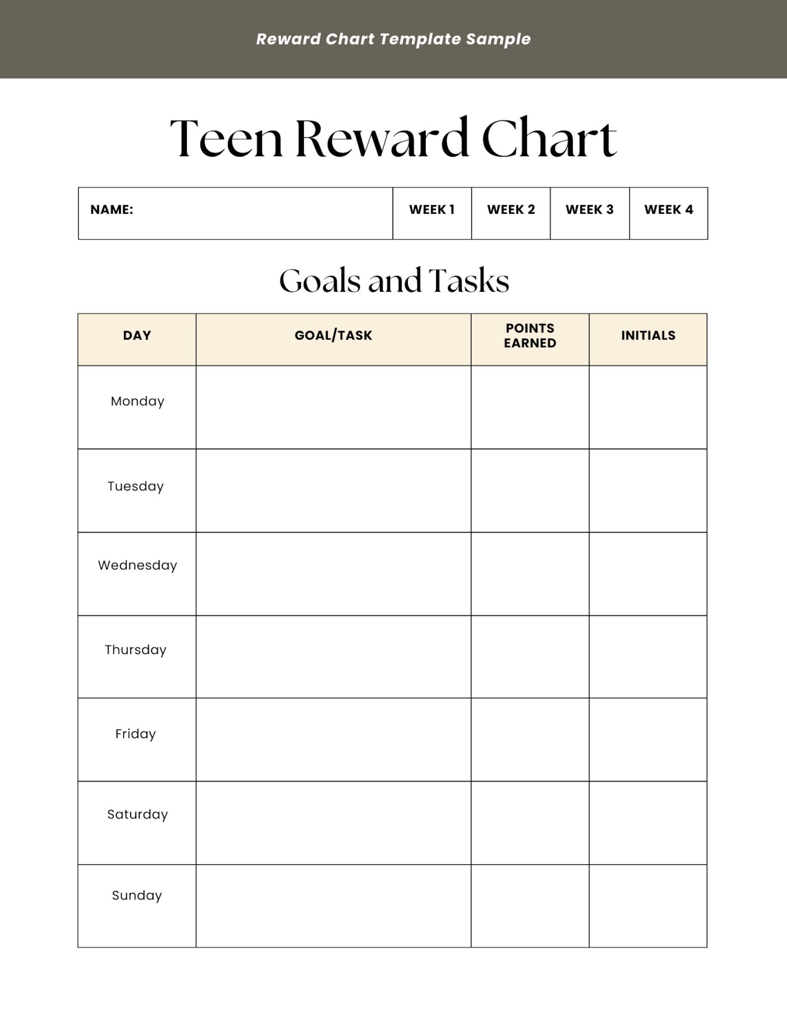 Reward Chart for Teens I Printable Chore Chart I Digital Reward Chart I ...