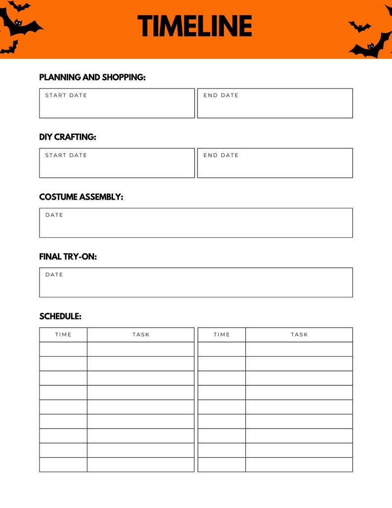 Halloween Costume Planner I Printable Costume Planner I Halloween ...
