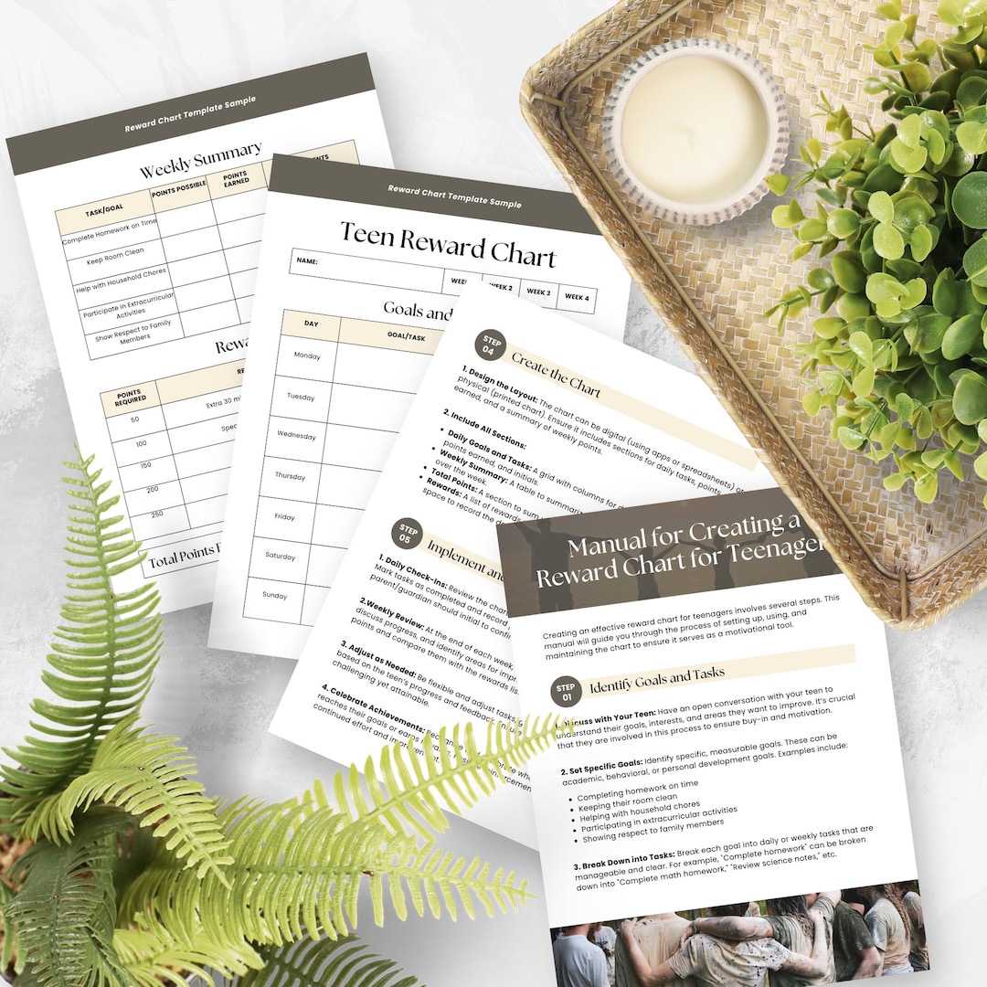 Reward Chart for Teens I Printable Chore Chart I Digital Reward Chart I ...